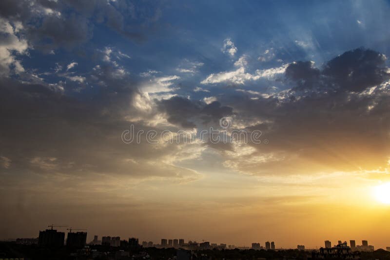 Sunset Dramatic Sky with Clouds Stock Photo - Image of blue, travel ...