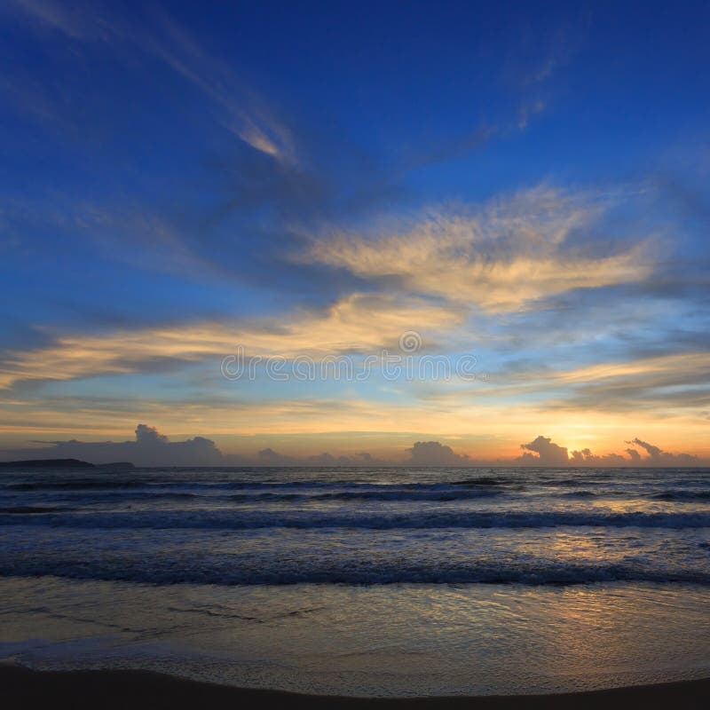 Sunset Dramatic Sky with Colorful Cloud on the Beach Stock Photo ...