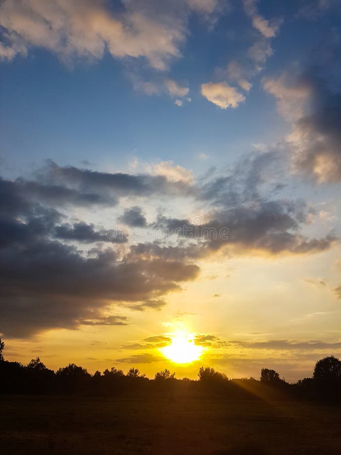 Sunset Dramatic Sky and Landscape Stock Photo - Image of abstract ...