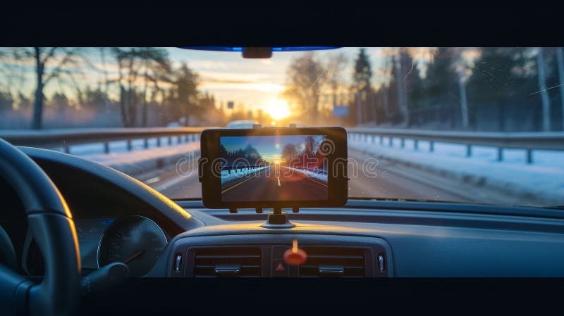 Sunset Drive Captured on Dashboard Camera Stock Image - Image of ...