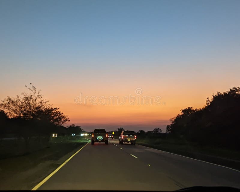 Sunset Drive, Semitruck on Highway Stock Image - Image of scenic ...