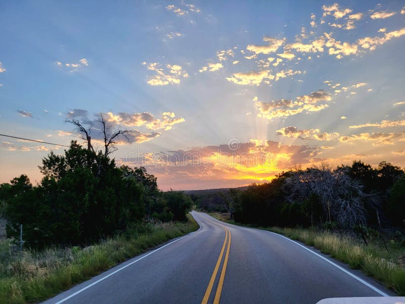 Sunset on the drive home stock image. Image of morning - 268048301