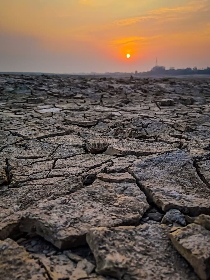 Sunset Drought Earth Cracked Cracked Dearth Dry Craked Dust Stock Image ...