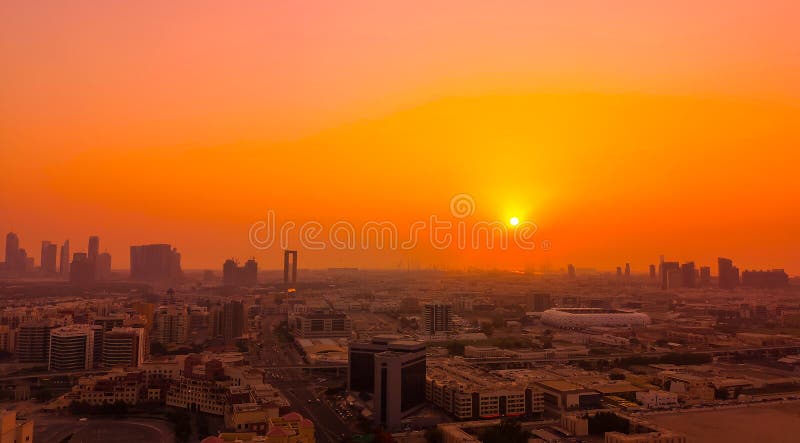 Sunset in Dubai, UAE stock image. Image of sunset, dubai - 154878949