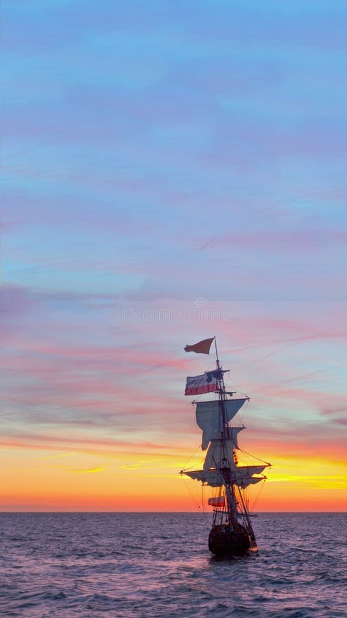 Sunset on the Dutch Pirate Ship Stock Photo - Image of pirate, classic ...