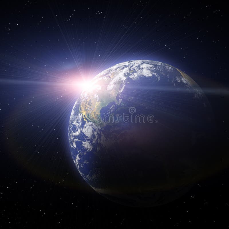 Sunset of Earth Planet stock illustration. Illustration of astronomy ...