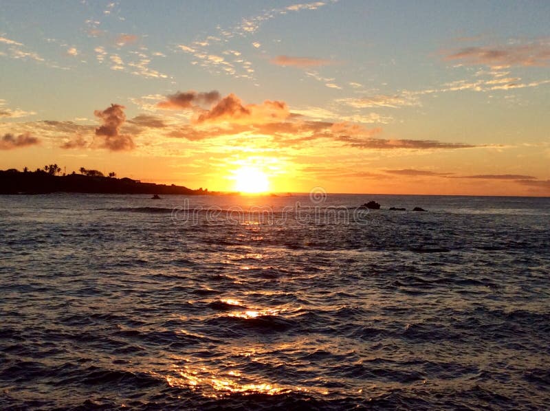 Sunset, Easter Island. stock photo. Image of ocean, easter - 129397748