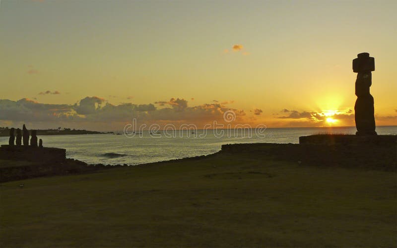 Sunset on Easter Island - Rapa Nui, Chile Stock Photo - Image of ...