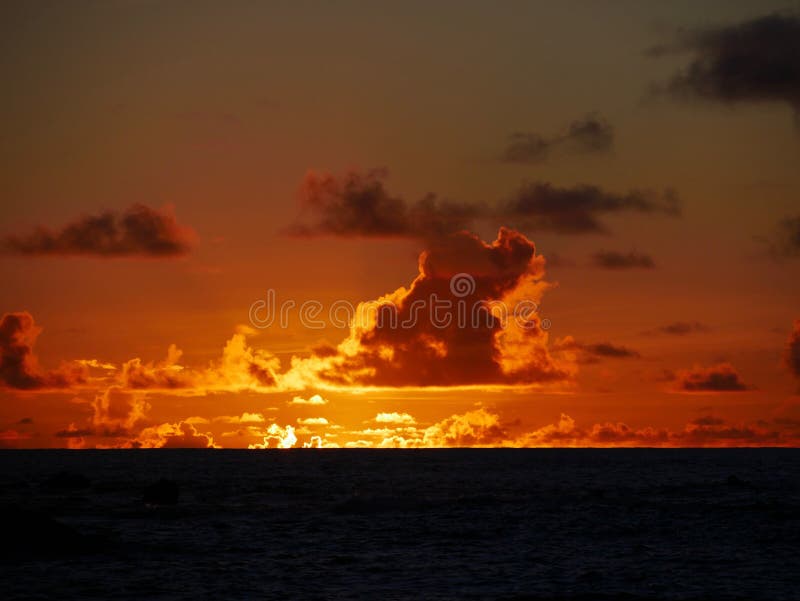 Sunset in Easter Island stock photo. Image of contrast - 169519554