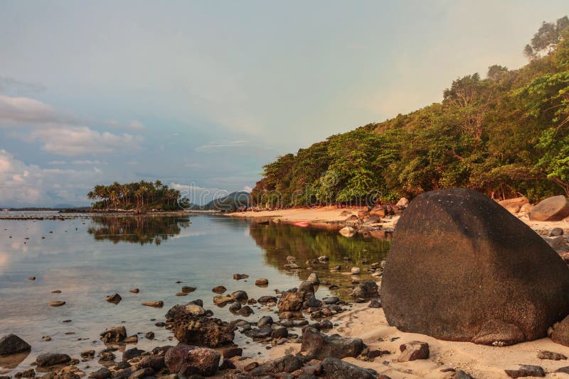 Sunset ebb beach stock photo. Image of beach, coastline - 208342952