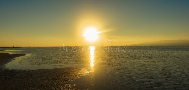 Sunset in the Ebro Delta by the Sea Stock Photo - Image of spain ...
