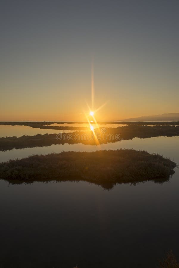 Sunset in the Ebro Delta by the Sea Stock Photo - Image of wetland ...