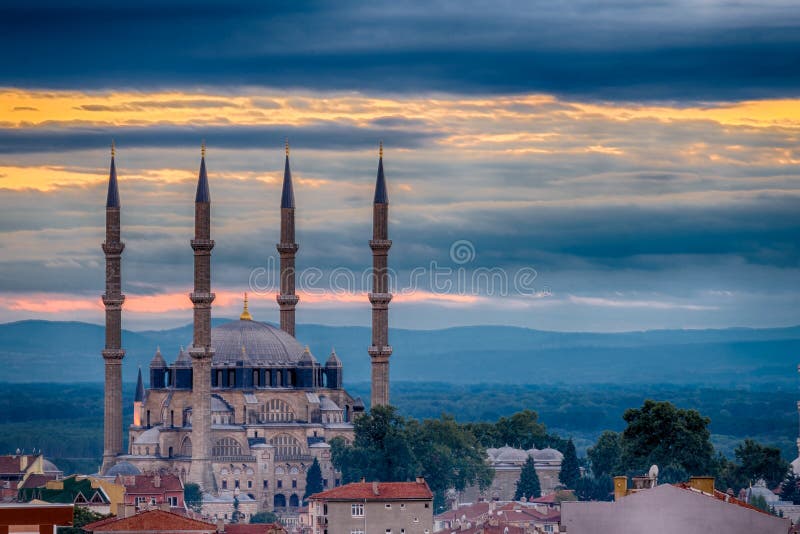 Sunset in Edirne Meric Bridge Stock Photo - Image of heritage, islam ...