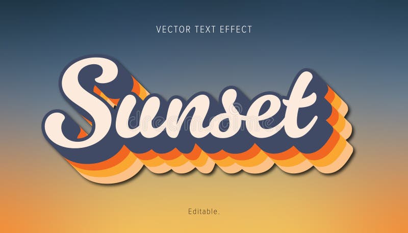 Sunset Editable Text Effect Stock Vector - Illustration of orange ...