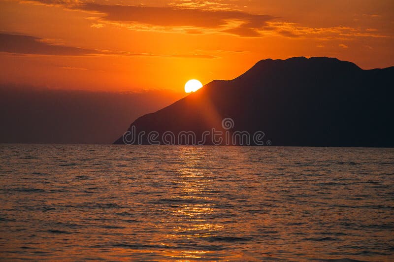 Sunset in Egean sea stock image. Image of amazing, sunset - 43517615