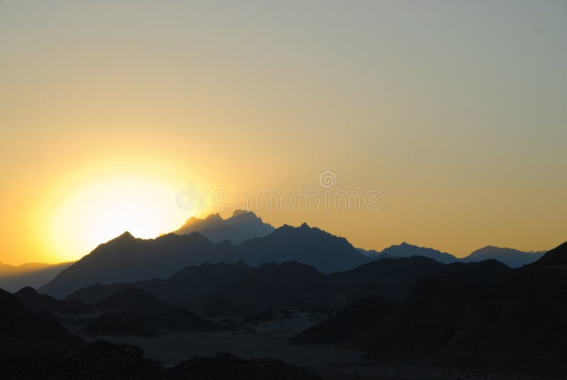 Sunset in Egyptian Rocky Desert Stock Image - Image of hill, blue: 12601473