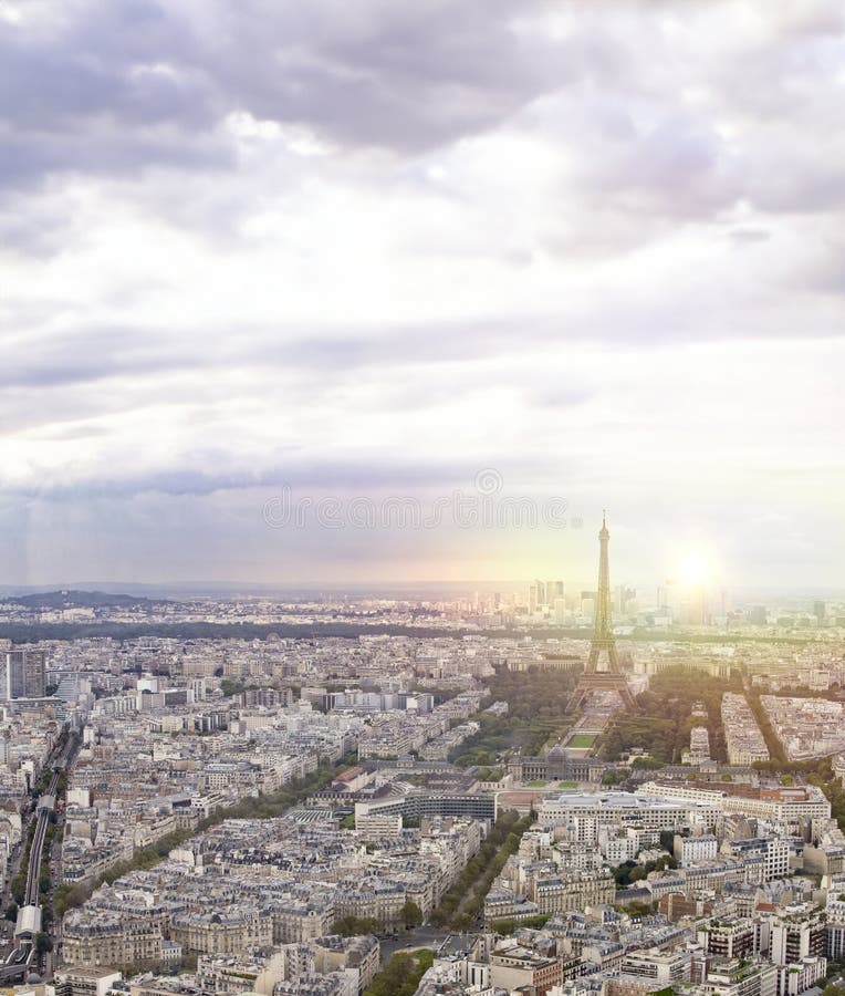 Sunset Eiffel Tower and Paris City View Form Montparnasse. Sunset ...