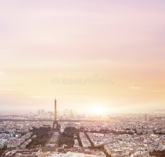 Sunset Eiffel Tower and Paris City View Form Triumph Arc. Stock Image ...