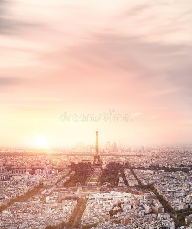 Sunset Eiffel Tower and Paris City View Form Triumph Arc. Stock Photo ...