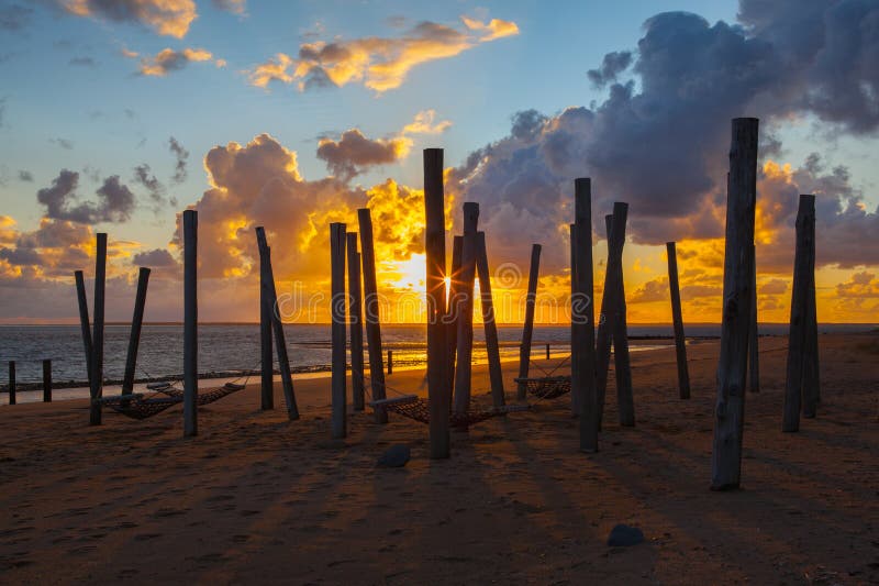 Sunset on the Empty Beach, Hjerting, Jutland, Denmark Stock Photo ...