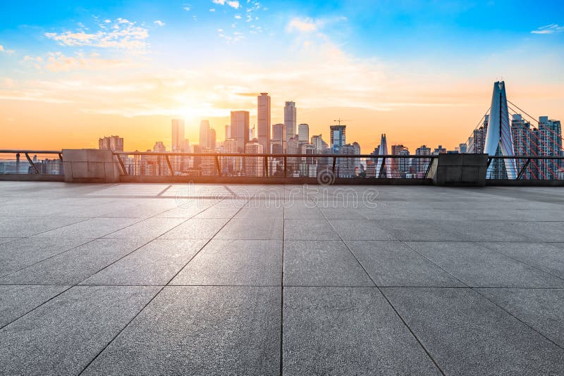 Empty Square Road and Cityscape in Chongqing Stock Photo - Image of ...