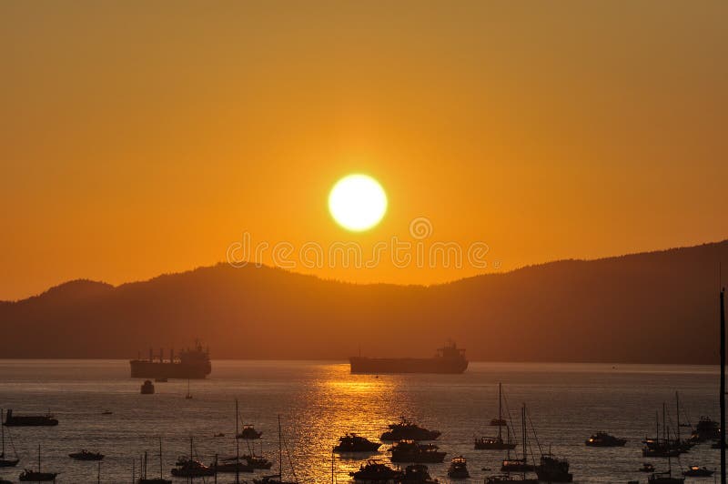 Sunset at English Bay stock image. Image of glow, ocean - 21393681