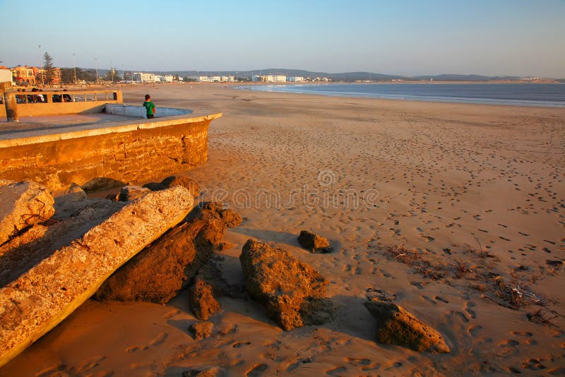Sunset at Essaouira Beach stock photo. Image of africa - 7400324