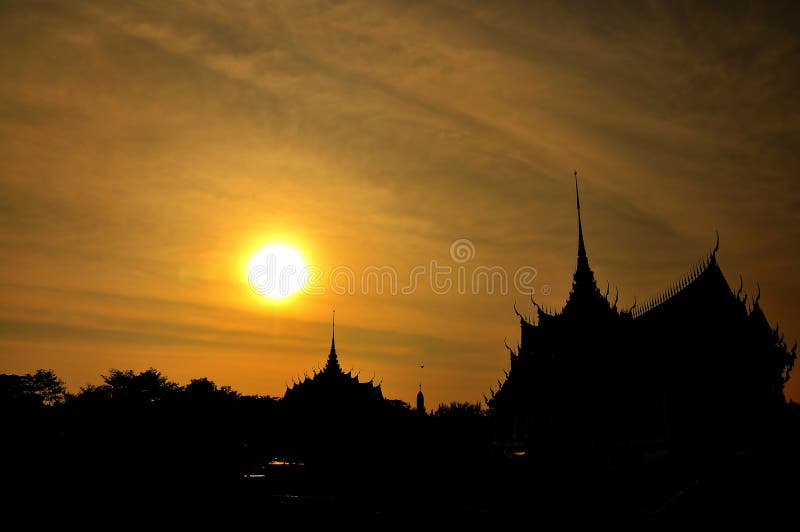 Sunset Evening Beautiful Sky at Asian Temple Stock Image - Image of ...