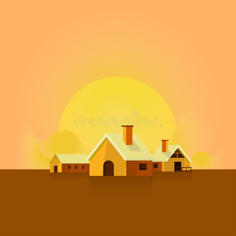 Houses and Landscape. Home Nature Atmosphere. Tree. Sun Stock Vector ...
