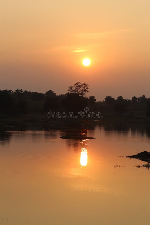 Sunset stock image. Image of nature, sunset, water, lake - 163255249