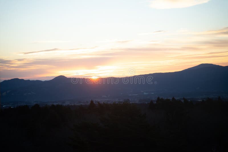 The Sunset in the Evening Sky Glowed with a Golden Yellow Glow Stock ...