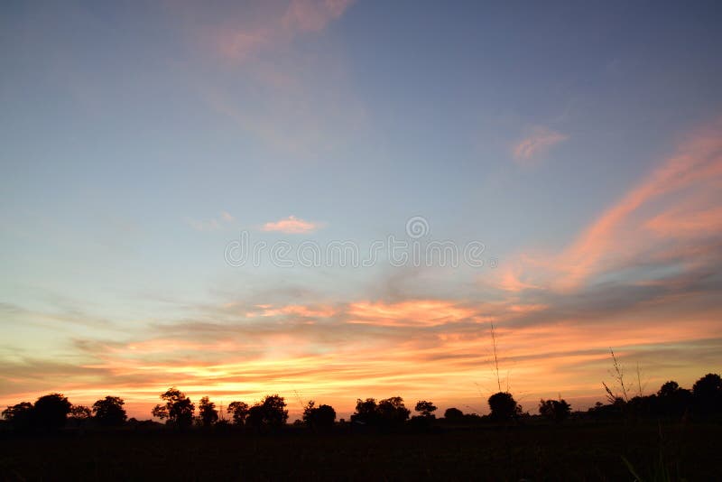Sunset at evening stock photo. Image of fields, cumulus - 80940300