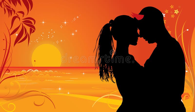 Sunset Evil in Love stock vector. Illustration of silhouette - 46215958
