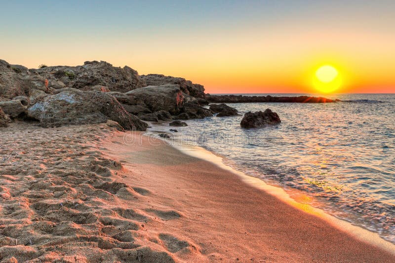 Sunset at Falassarna in Crete, Greece Stock Photo - Image of creta ...