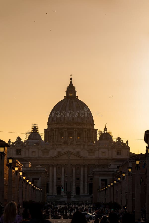 Sunset Falls Over the Beautiful Constantinian Basilica of St. Peter at ...