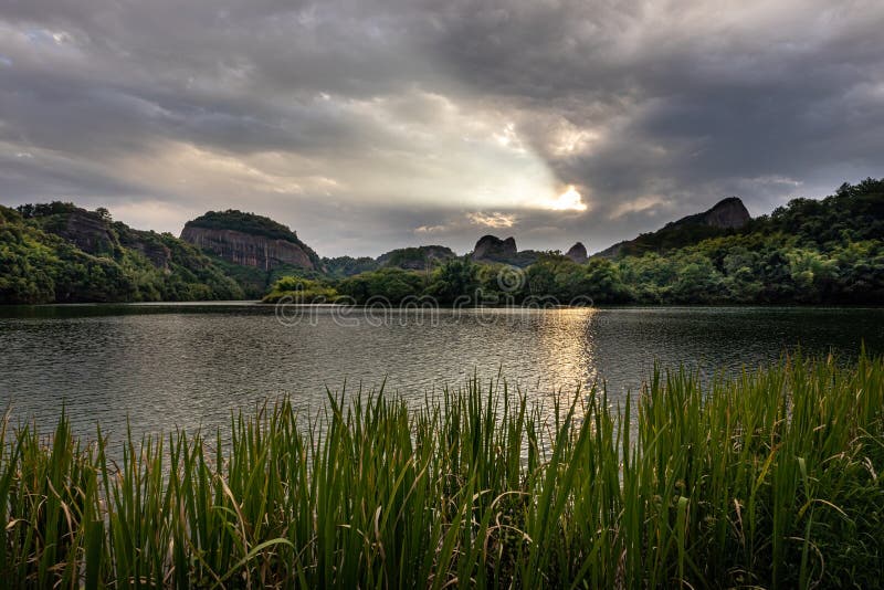 Sunset at the Famous Mount Danxia Stock Image - Image of nationality ...