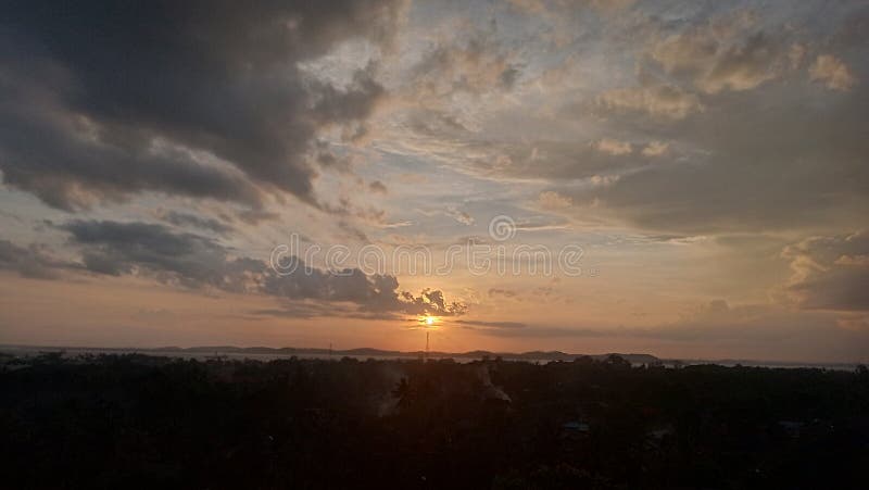 A sunset by far stock image. Image of morning, dusk - 204071121