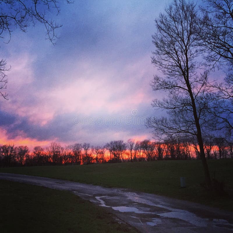 Sunset on a Farm stock image. Image of sunset, setting - 117104575