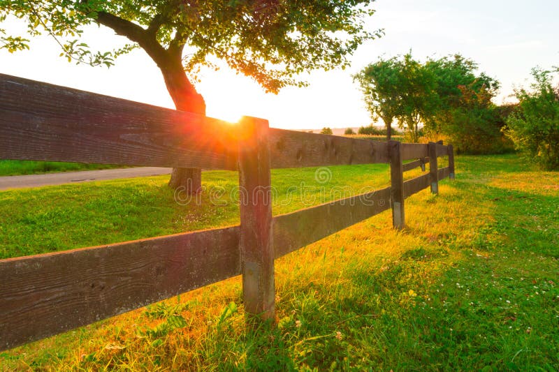 Sunset on the farm stock photo. Image of agriculture - 95724898
