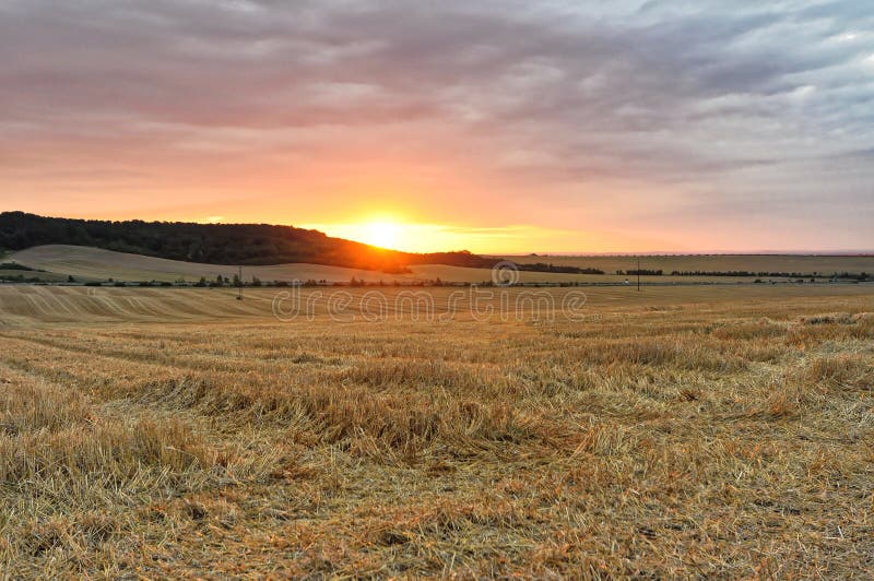 Sunset from the farm land stock photo. Image of black - 91978316