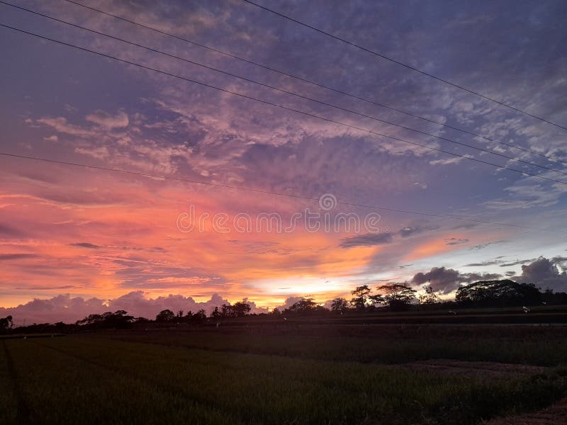 Sunset on Field is the Best View Ever Stock Photo - Image of night ...
