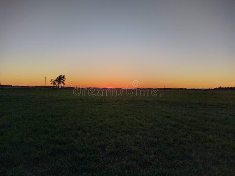 Sunset in the Field in the Spring Season Stock Image - Image of horizon ...