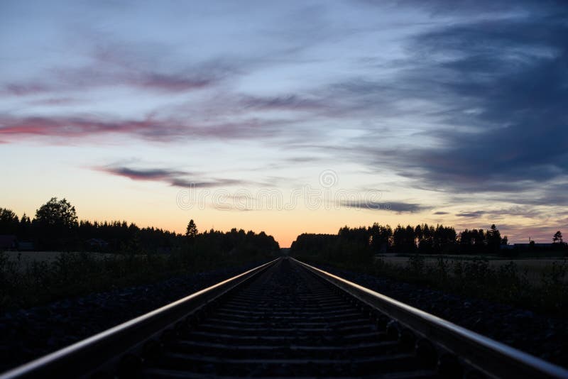 Sunset stock photo. Image of rails, landscape, track - 59267854