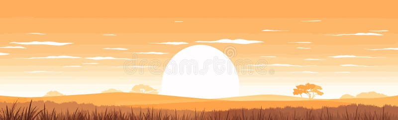 Sunset Field Vector Flat Minimalistic Isolated Illustration Stock ...