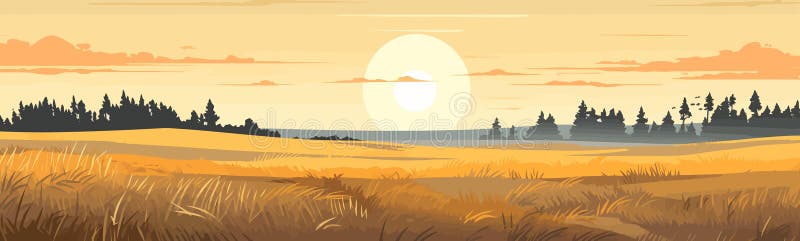 Sunset Field Vector Flat Minimalistic Isolated Illustration Stock ...