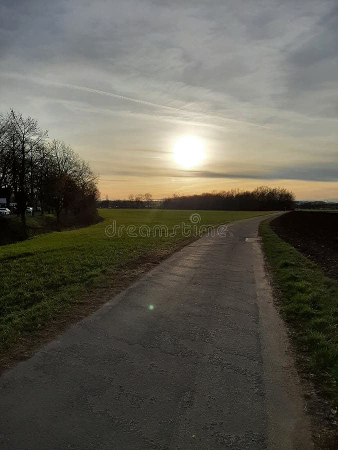 Sunset on Fields Evening Plantage Sun Stock Photo - Image of evening ...