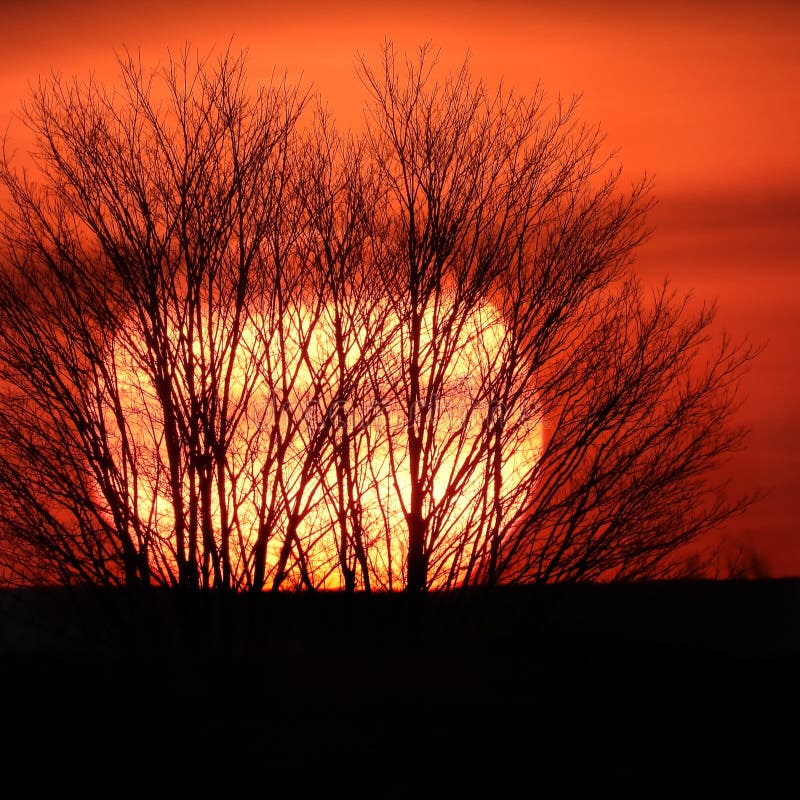 Orange Sunset Days before the FingerLakes Solar Eclipse Stock Image ...