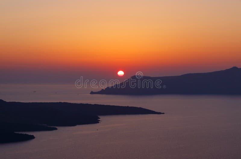Sunset in Fira Town on Santorini Stock Image - Image of santorini ...