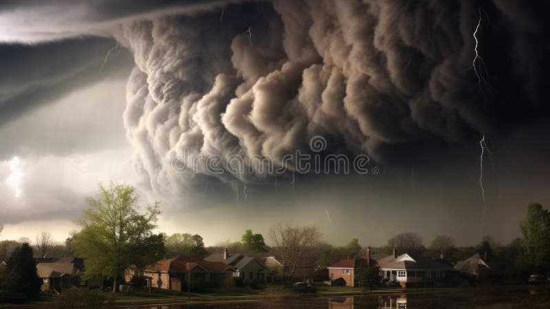 Sunset Fire with Hurricane on the City. Neural Network Ai Generated ...