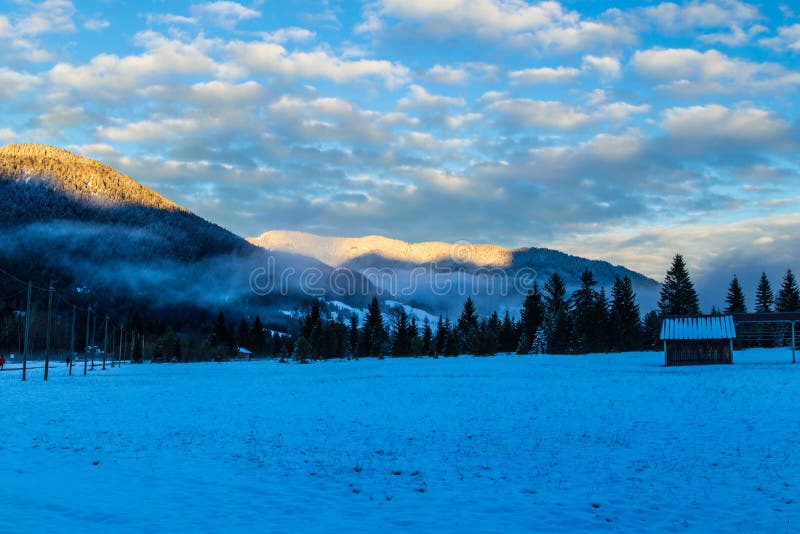 Sunset after the First Snowfall Stock Image - Image of cold, italy ...